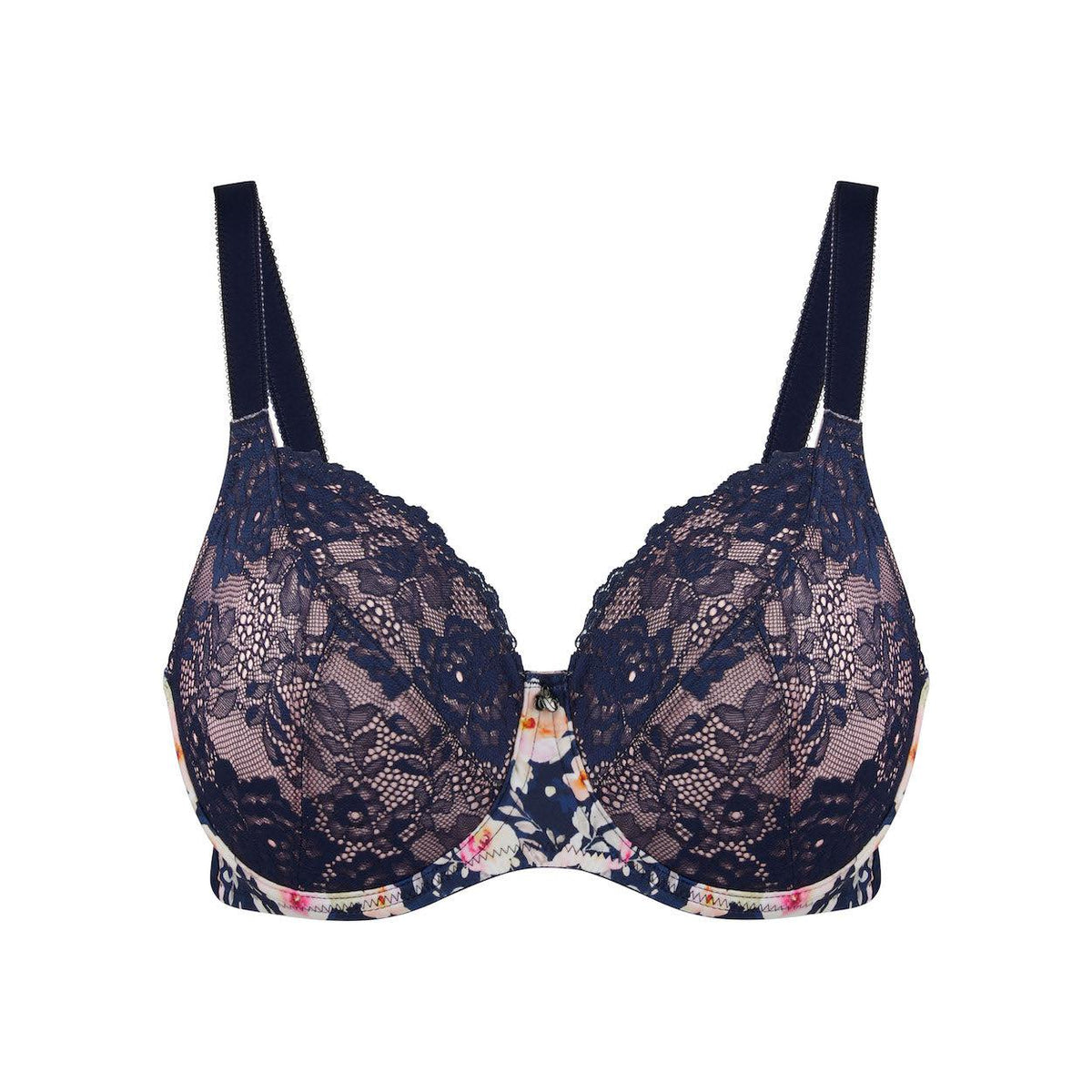Print Full Cup Bra - Navy Fleur | Rose & Thorne
