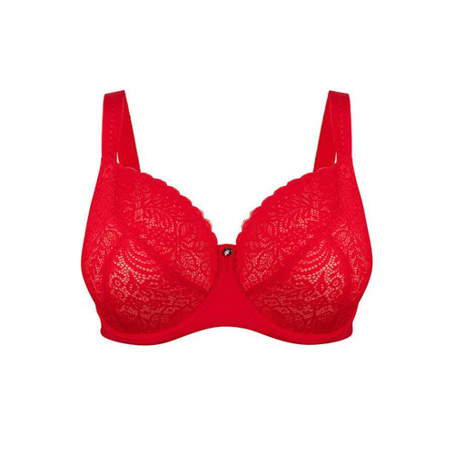 Lily Lace Premium Support Bra - Ruby Red | Rose & Thorne