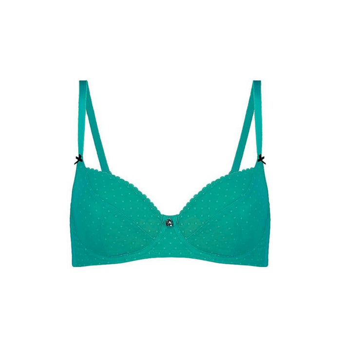 Spot Mesh Balconette Bra - Aqua Blue | Rose & Thorne